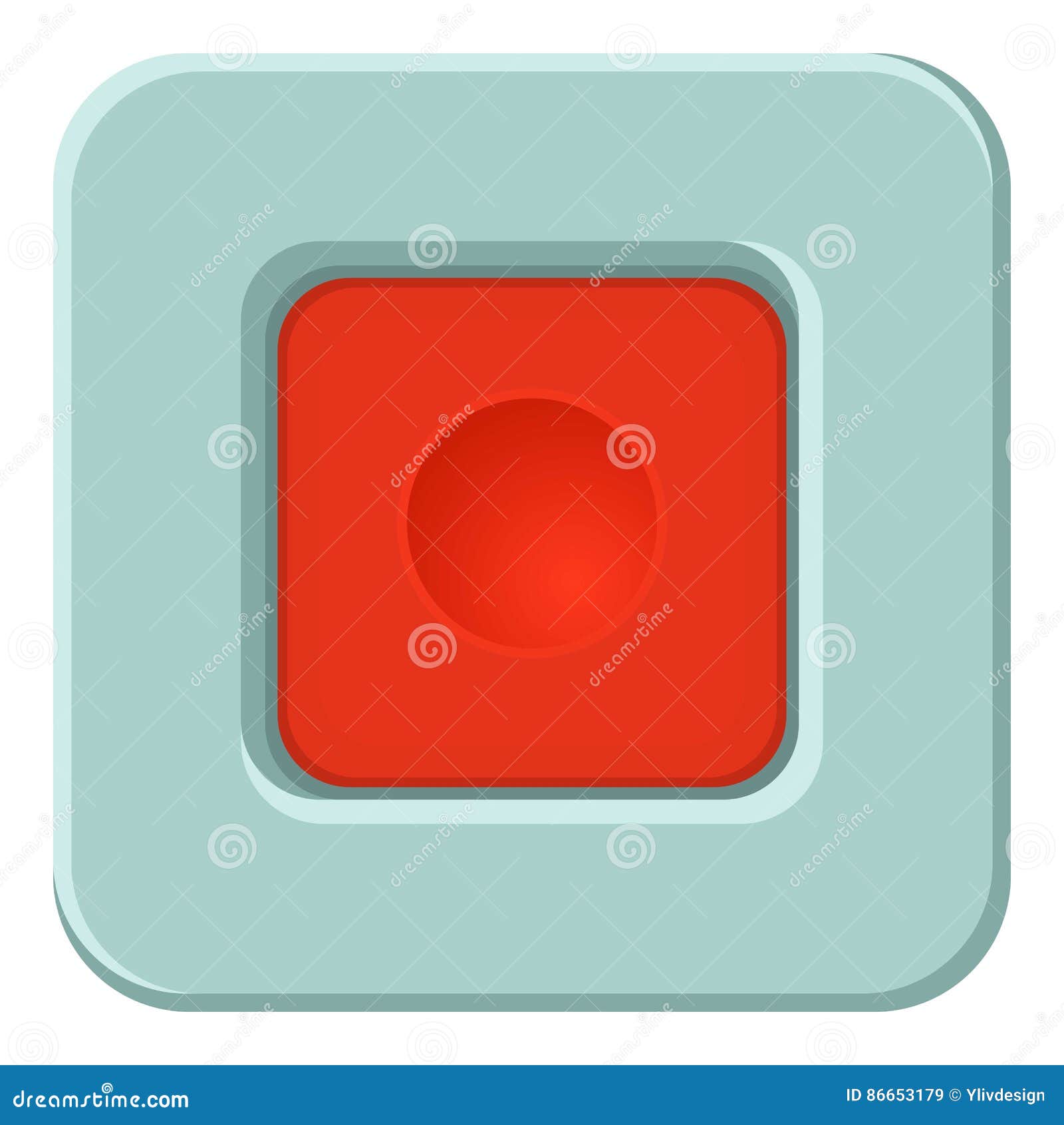 Red Square Button Icon, Cartoon Style Stock Vector - Illustration of ...