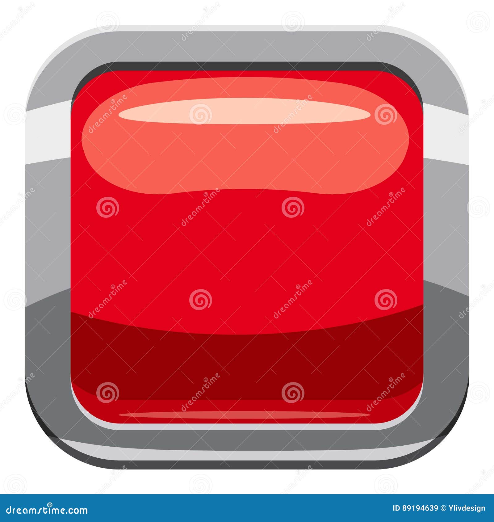 Red Square Button Icon, Cartoon Style Stock Vector - Illustration of ...