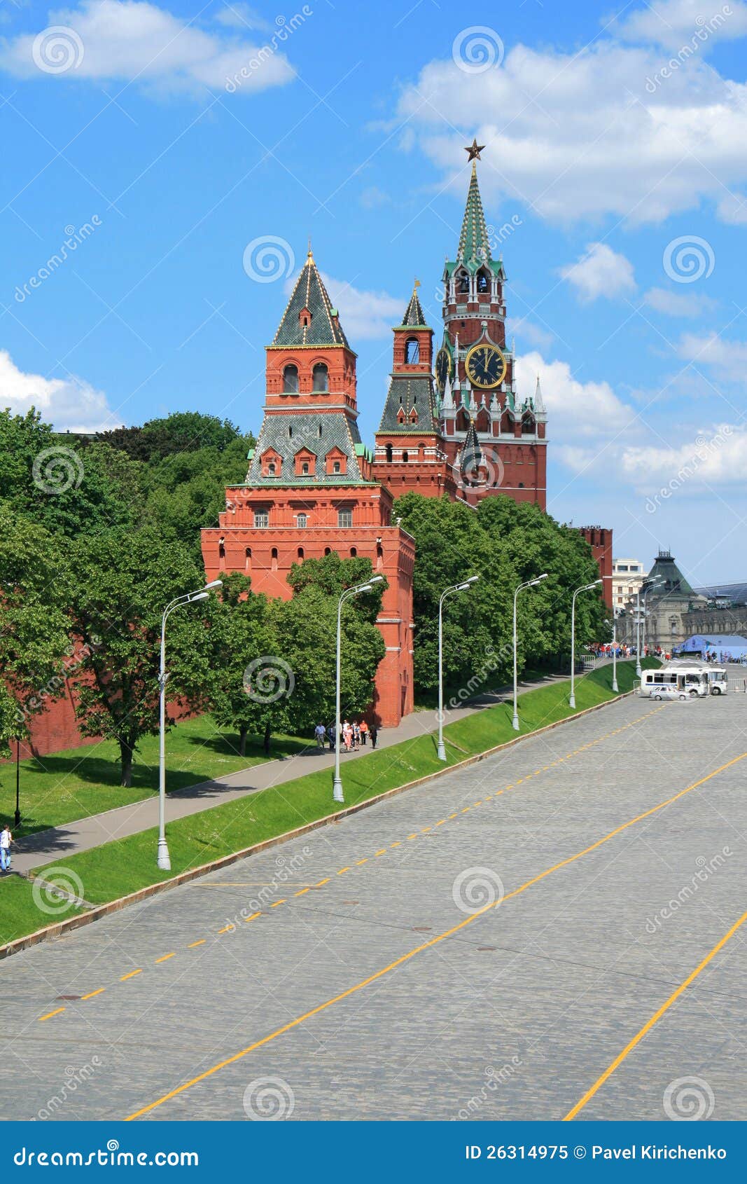 Red Square and Clock Tower at Noon Stock Image - Image of moscow, brick ...