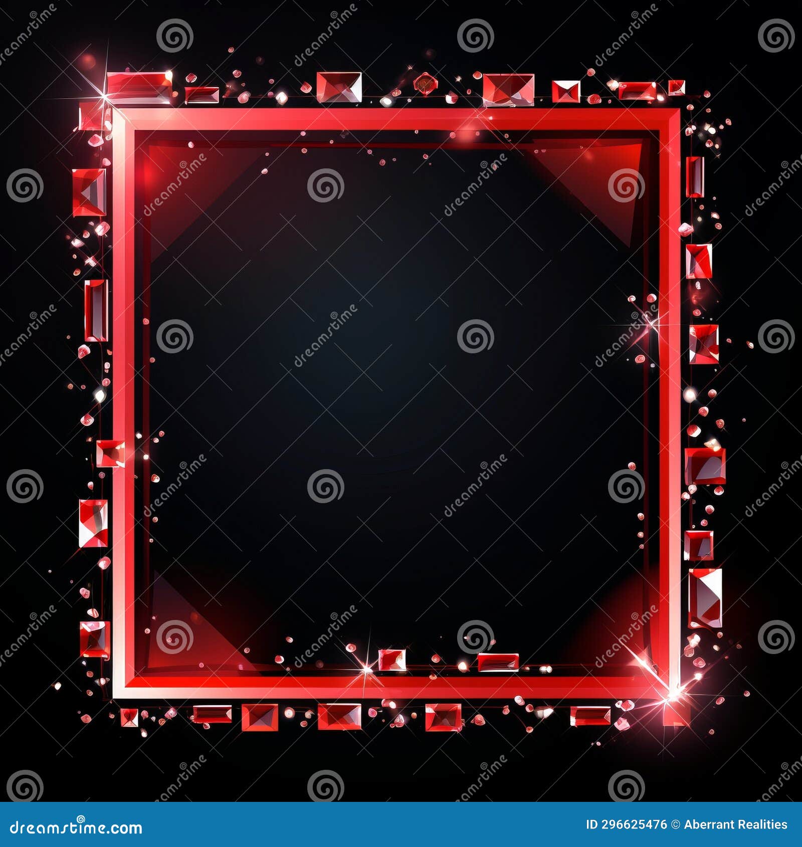 A Red Square Frame with Sparkles on a Black Background Stock ...