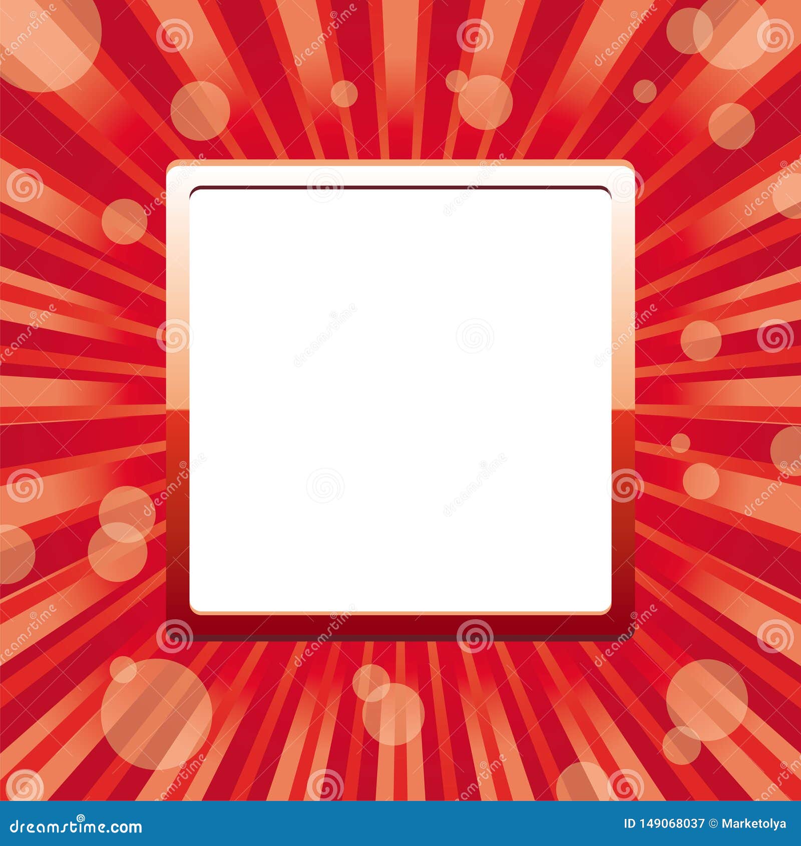 Red Square Frame Template with Sun Baubles and Blank Place for Text ...