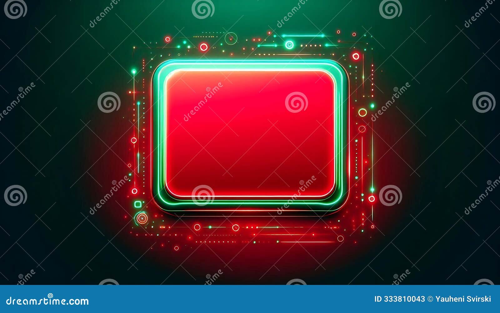 A Red Square with Green Lines Surrounding it. the Background is Dark ...