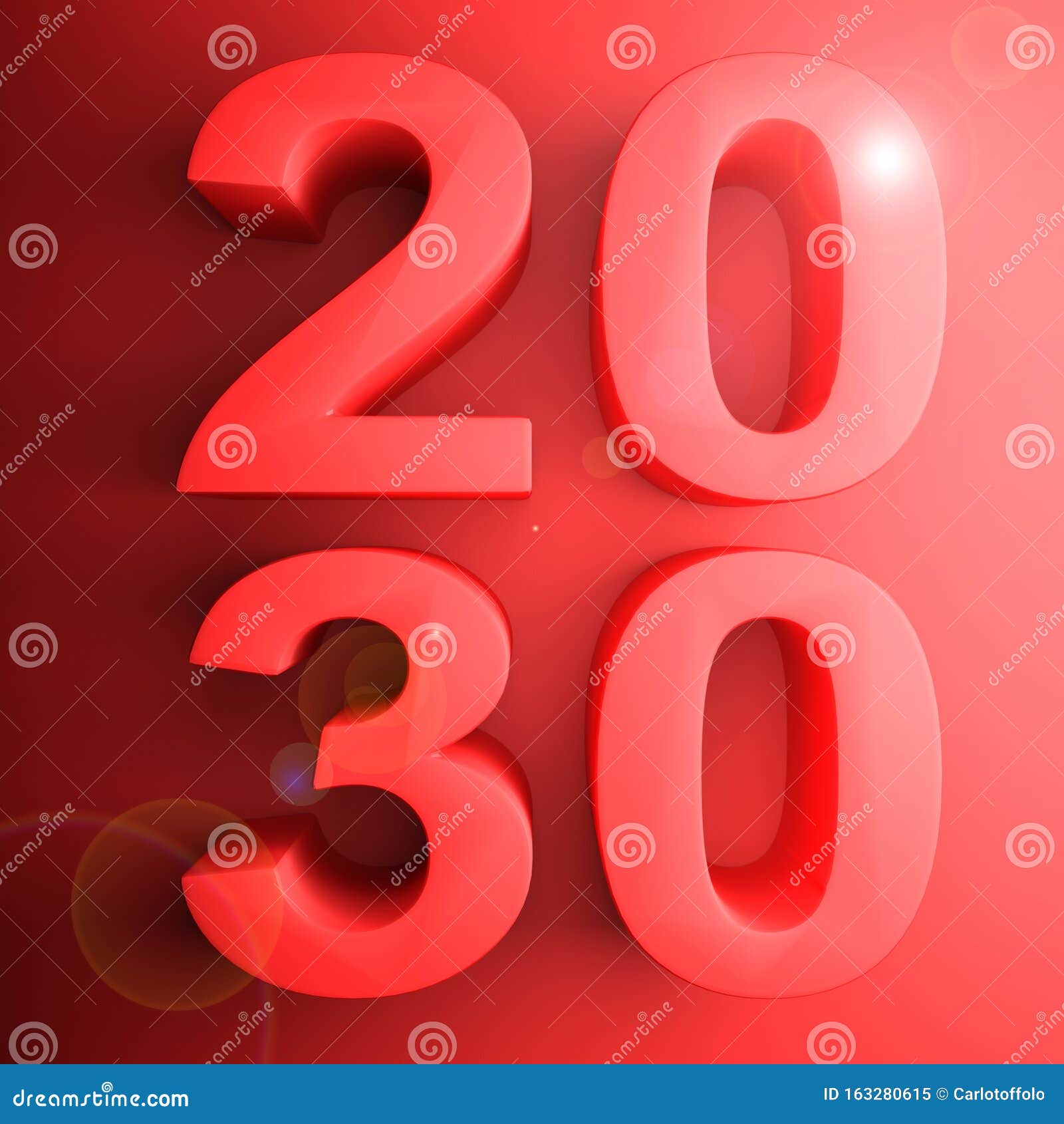 2030 Red Square Icon - 3D Rendering Illustration Stock Illustration ...