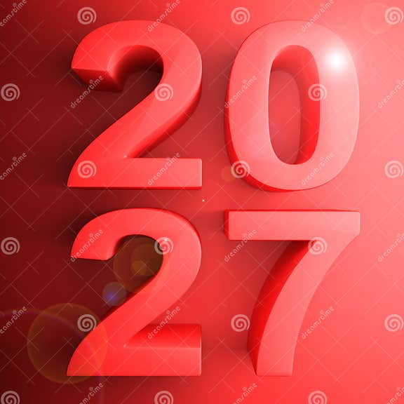 2027 Red Square Icon - 3D Rendering Illustration Stock Illustration ...