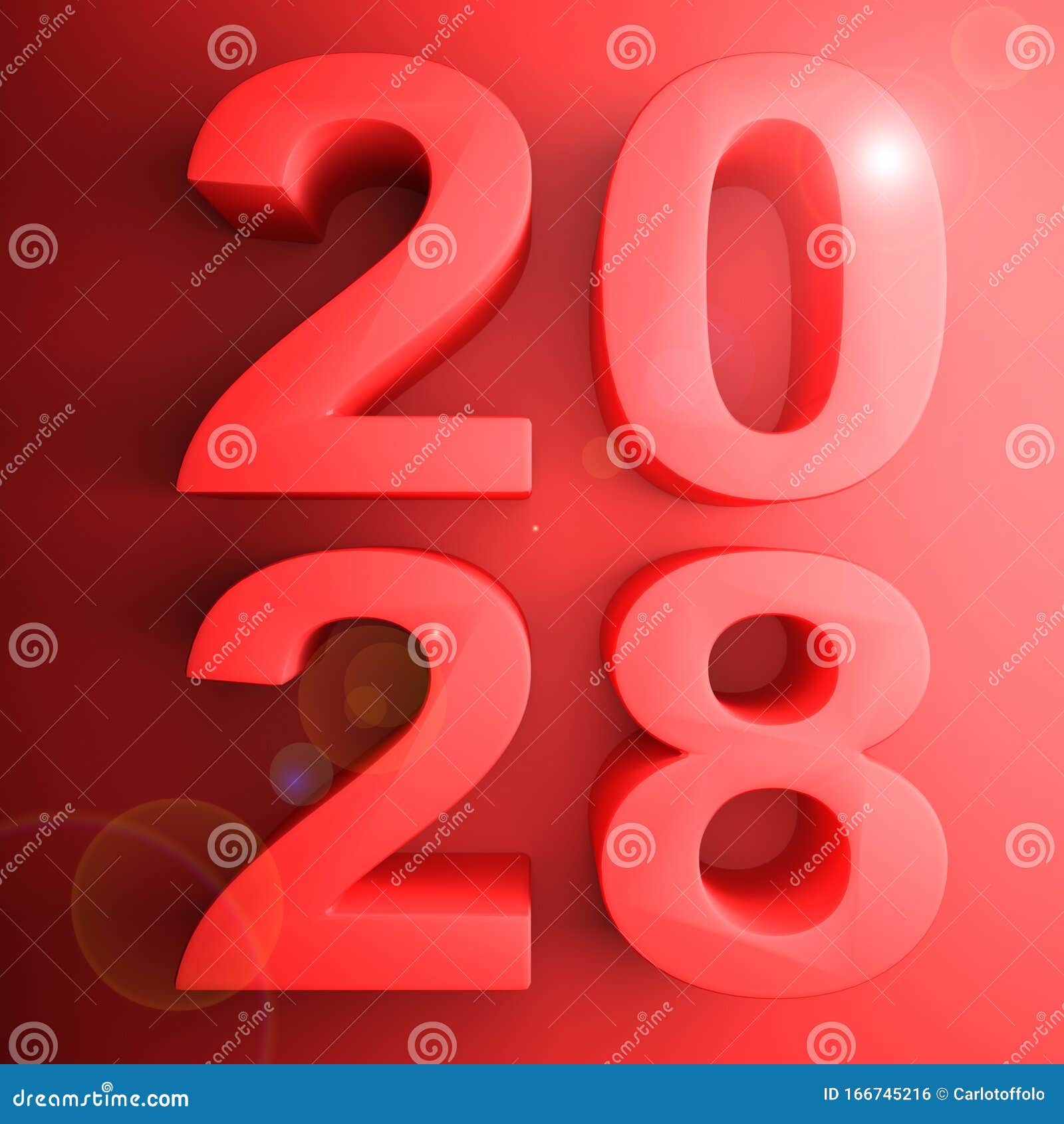 2028 Red Square Icon - 3D Rendering Illustration Stock Illustration ...