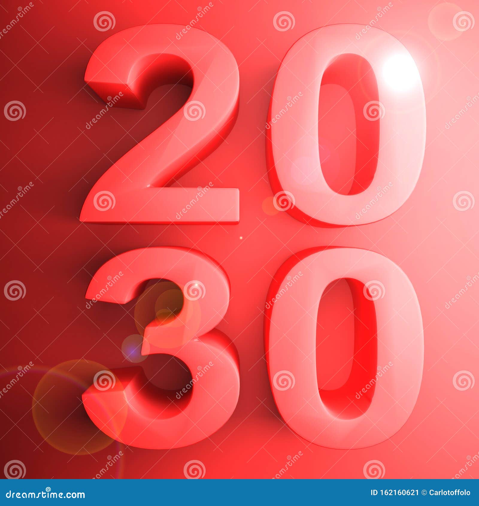 2030 Red Square Icon - 3D Rendering Illustration Stock Illustration ...