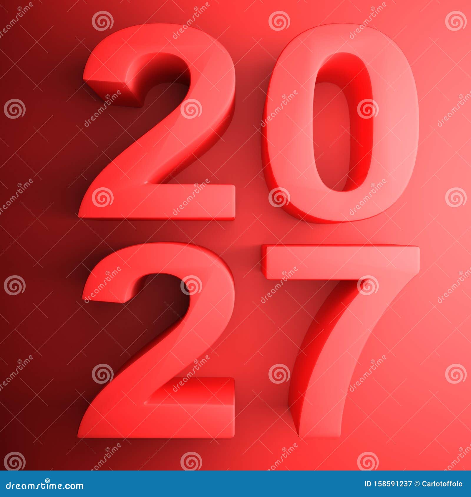 2027 Red Square Icon - 3D Rendering Illustration Stock Illustration ...
