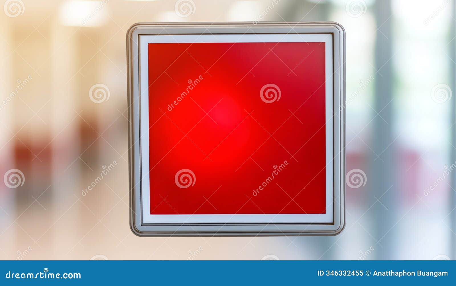 Red Square Light Indicator Glowing in Modern Interior Setting ...