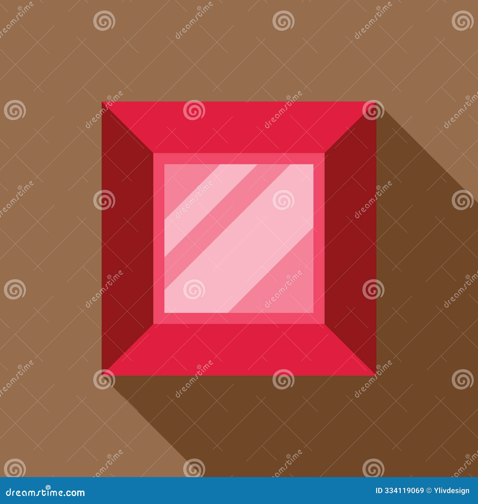 Red Square Picture Frame Hanging on a Brown Wall Casting a Shadow Stock ...