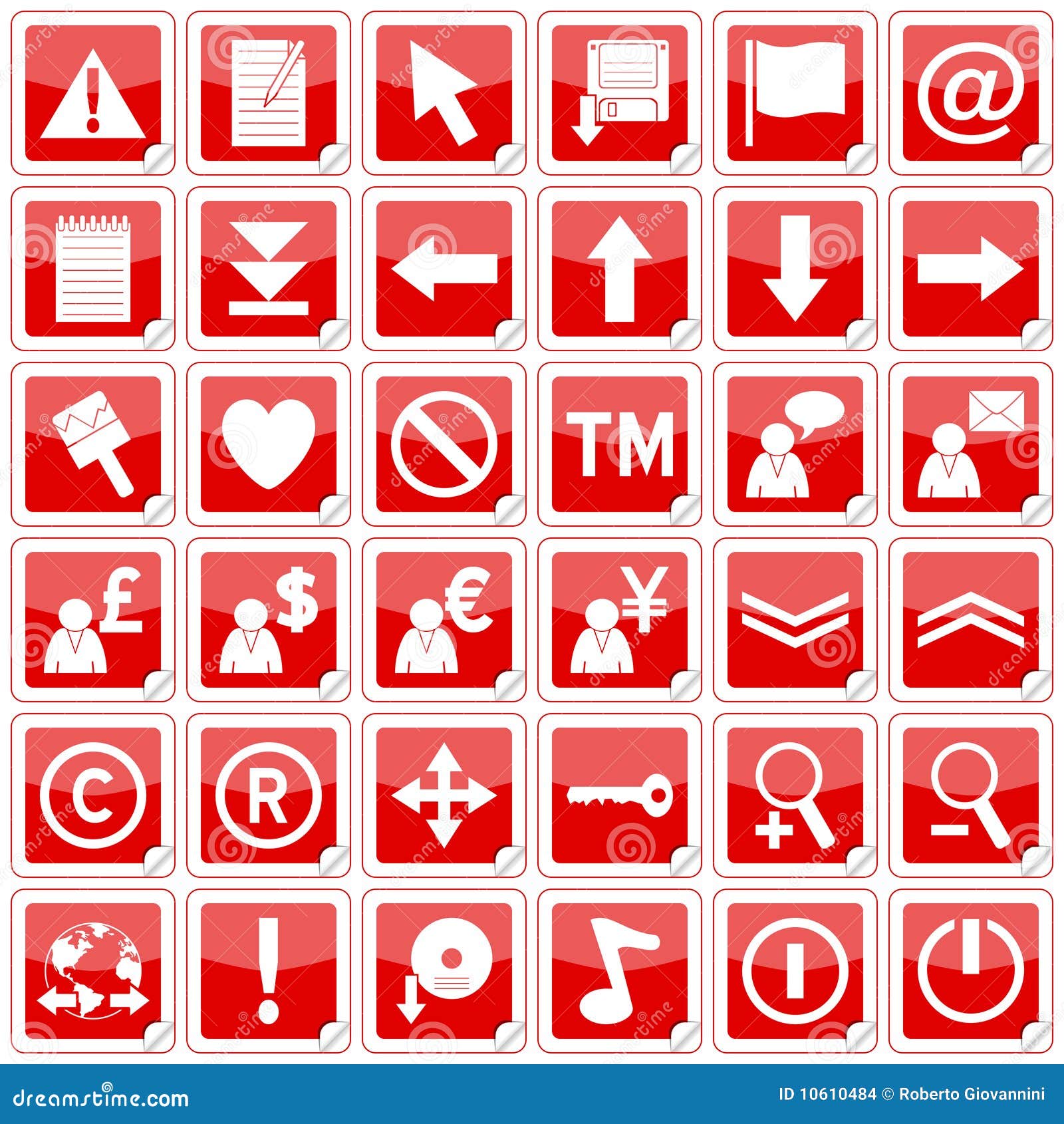 Red Square Stickers Icons [2] Stock Vector - Illustration of graphic ...