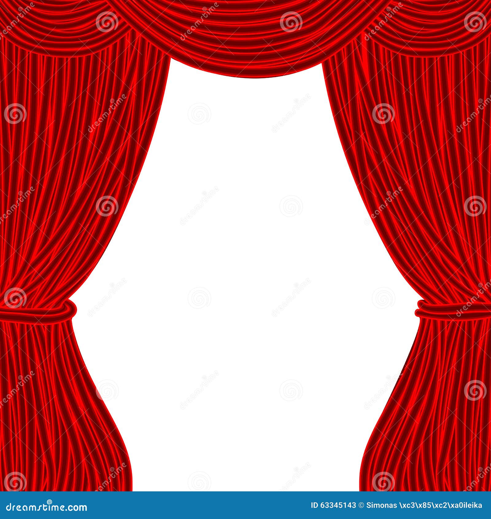 Red Square Theater Curtain on White Background Stock Illustration ...