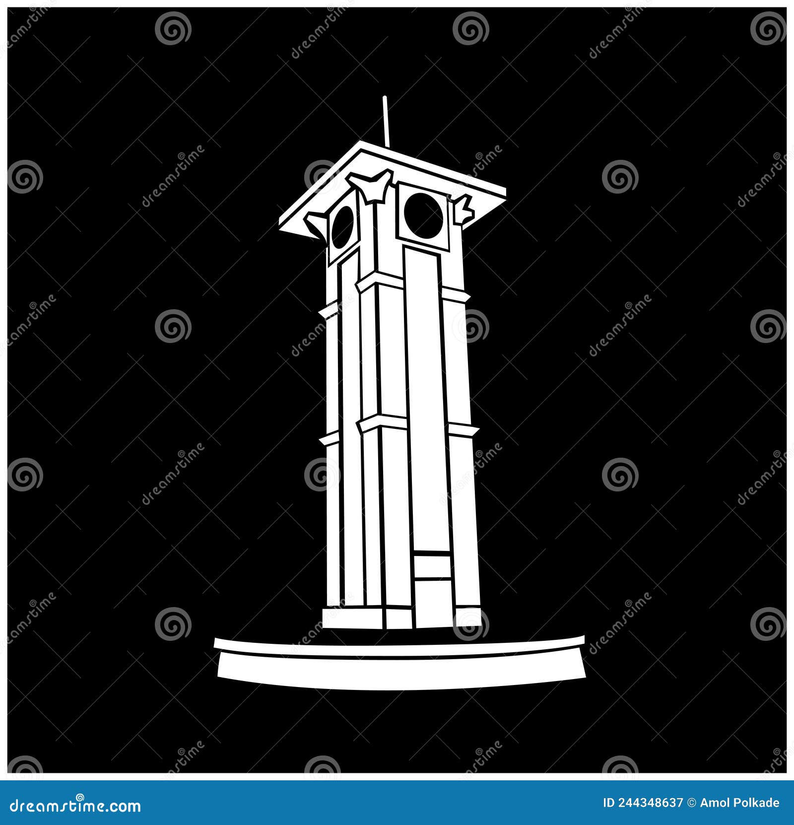 Red Square Tower Icon of Kashmir. Lal Chouk Tower Vector Icon Stock ...
