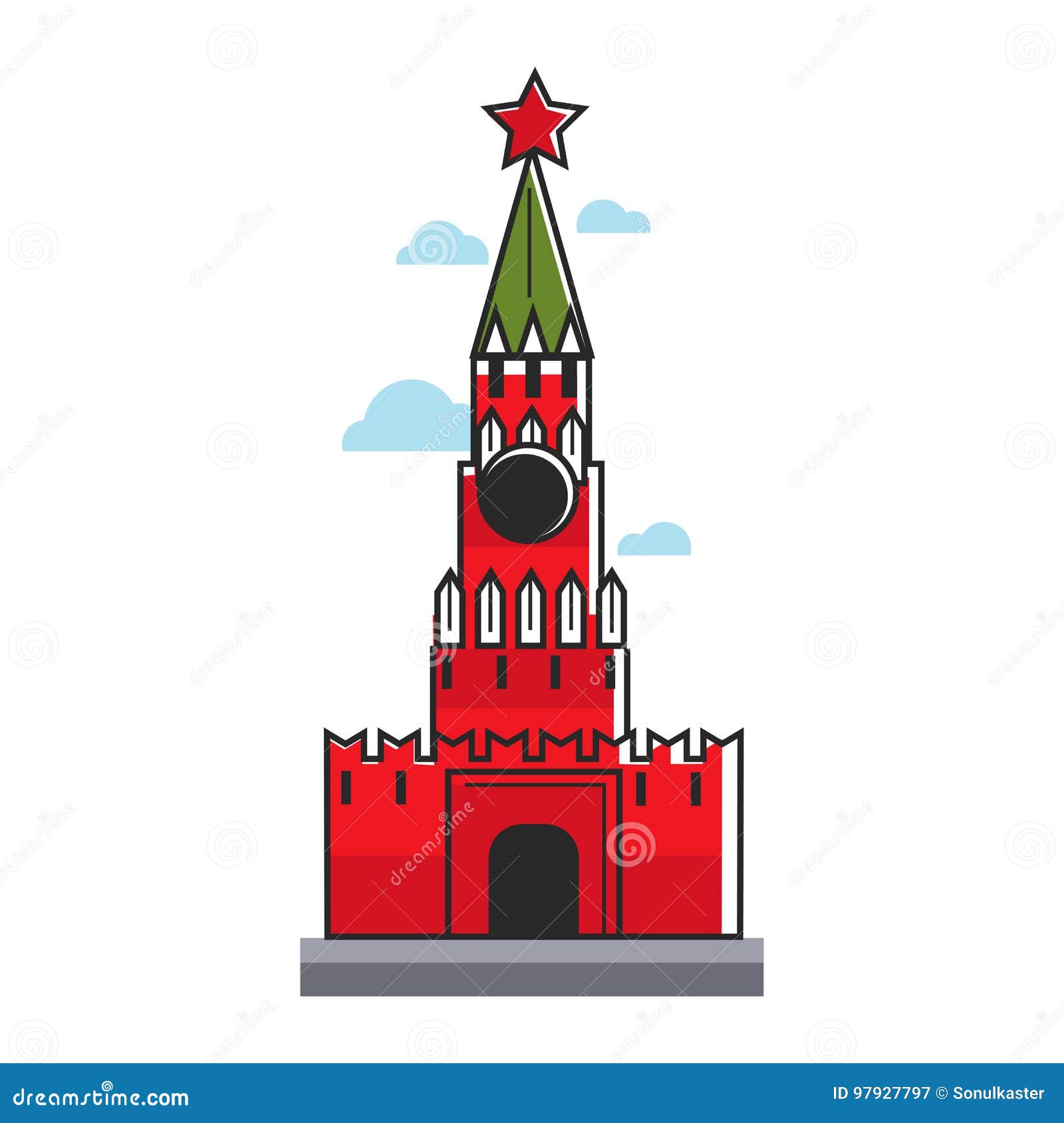 Red square tower stock vector. Illustration of history - 97927797