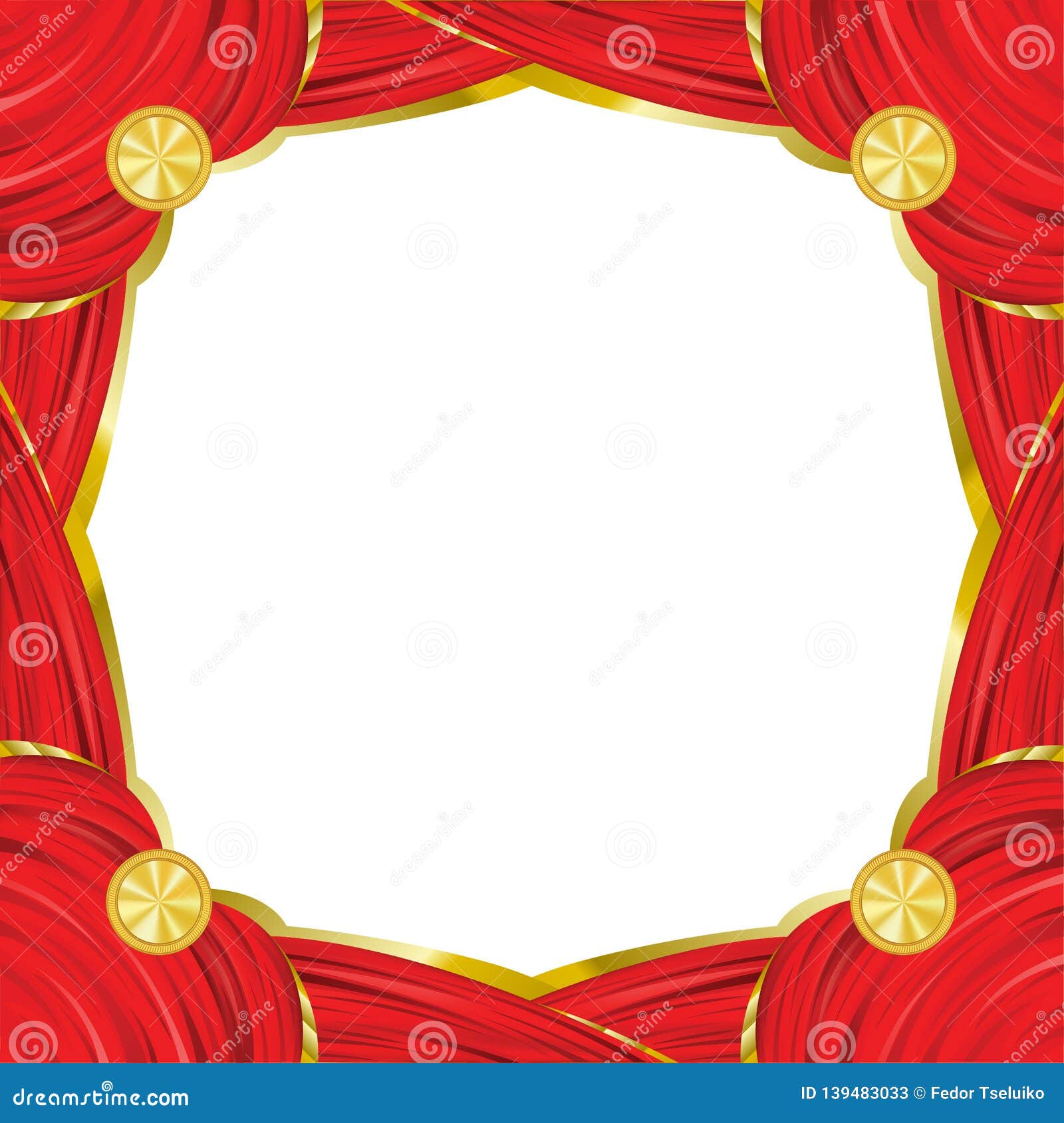 Red Square Vintage Frame with Red Curtain Effect. Stock Vector ...