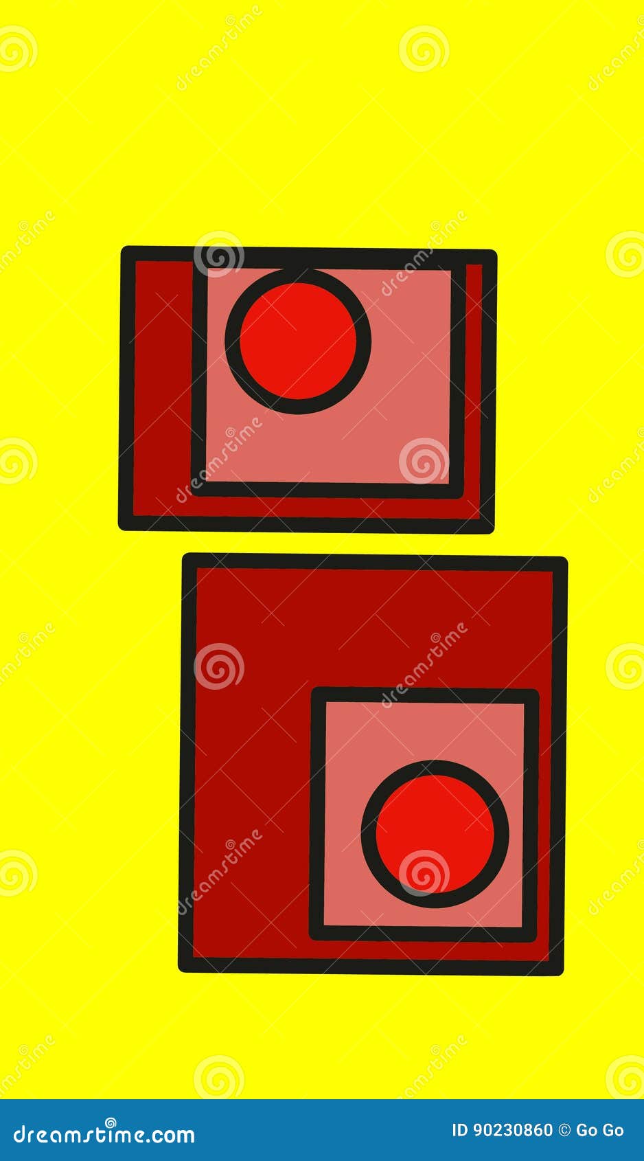Red Square Yellow Background Stock Illustration - Illustration of ...