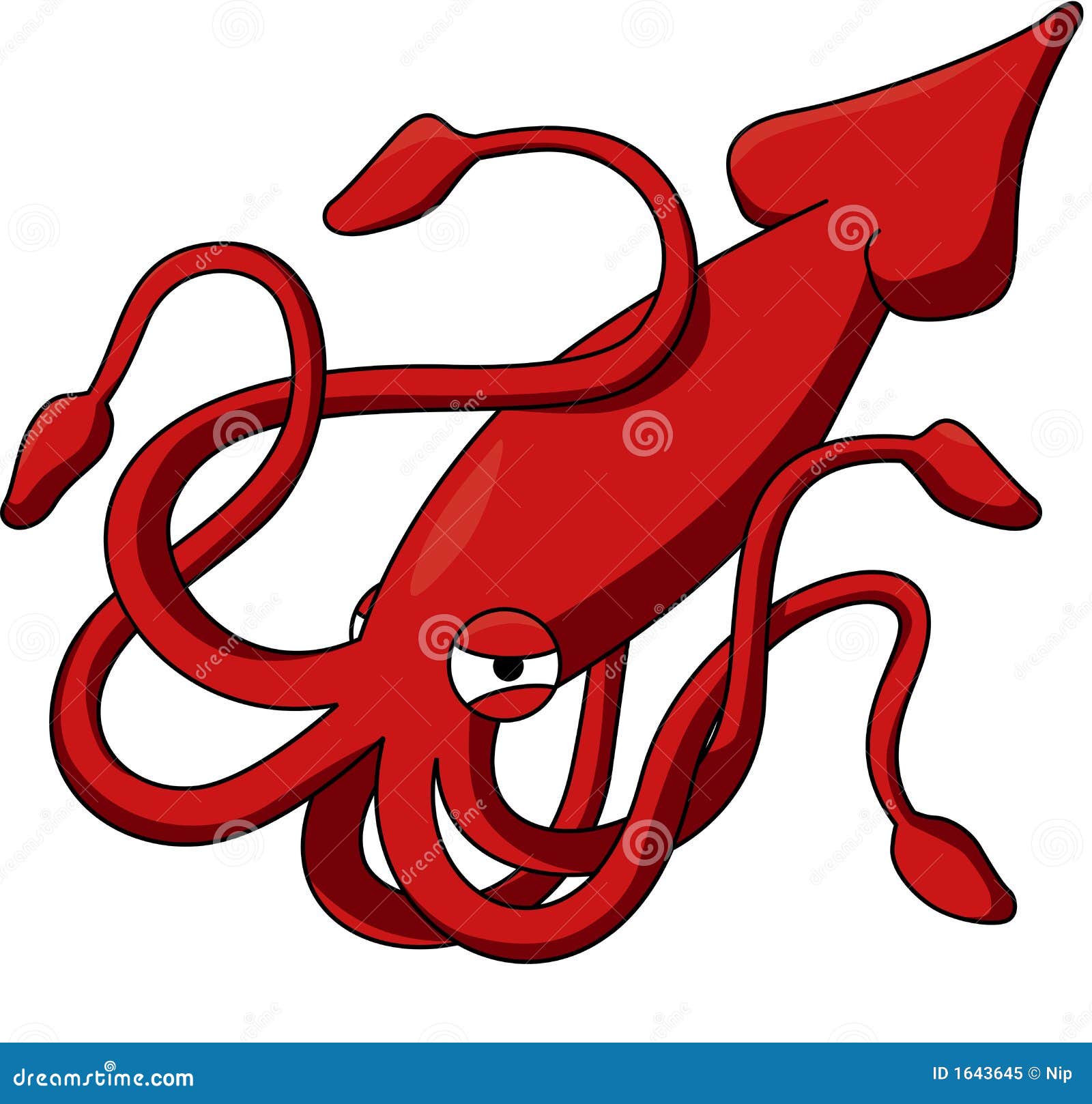 Red squid stock vector. Illustration of fish, tentacle - 1643645