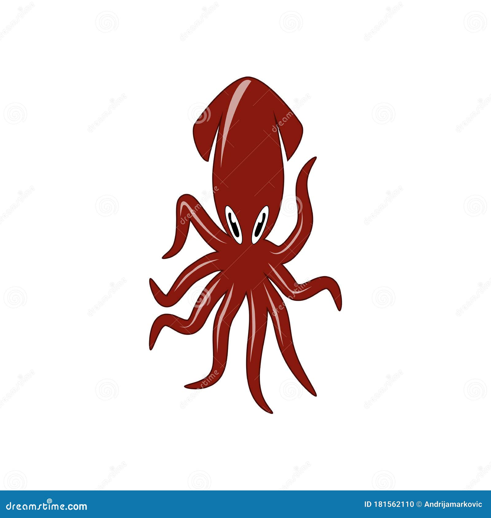 Red squid as an icon stock vector. Illustration of nature - 181562110