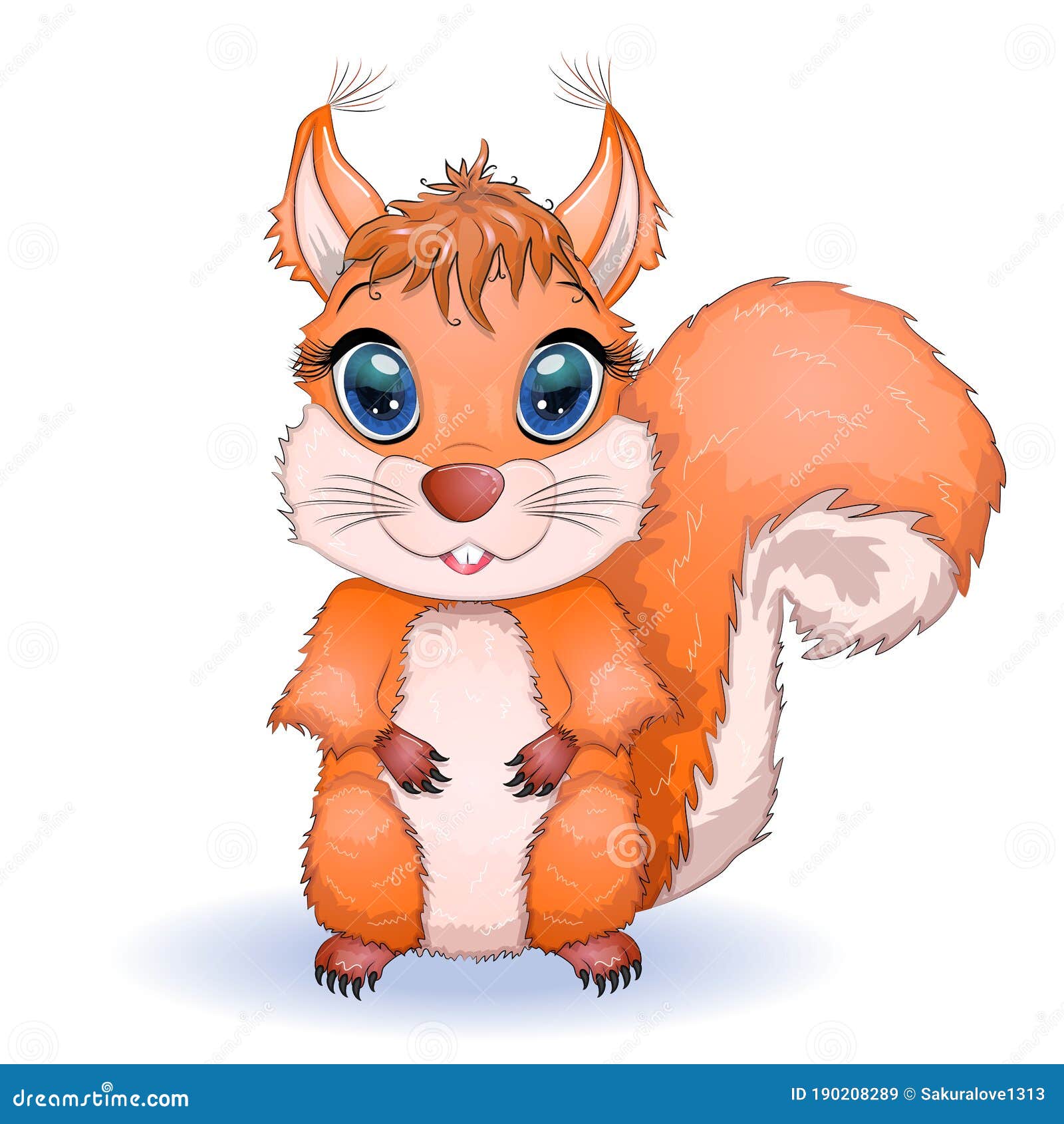 Red Squirrel, Front View of Sciurus Vulgaris, Isolated on White ...