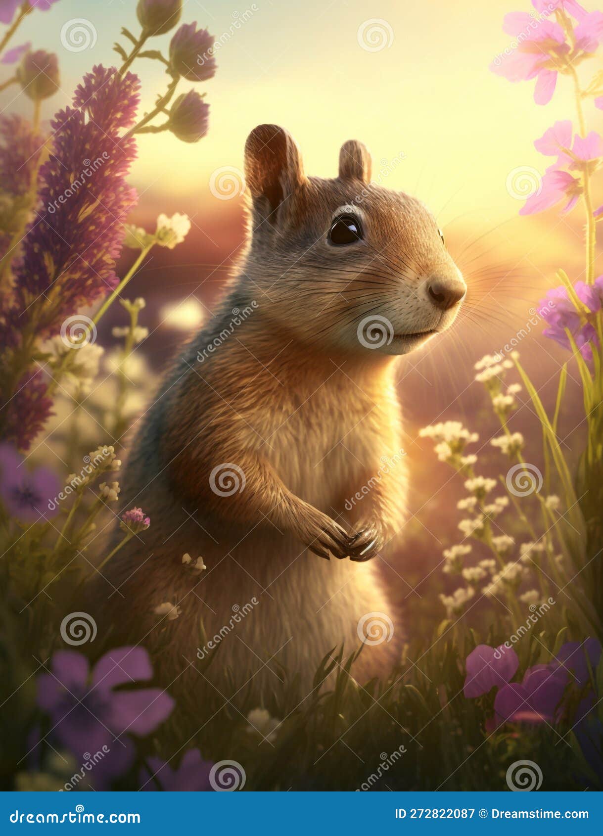 Squirrel. Portrait Of Fox Squirrel (Sciurus Niger) Sitting On Branch ...