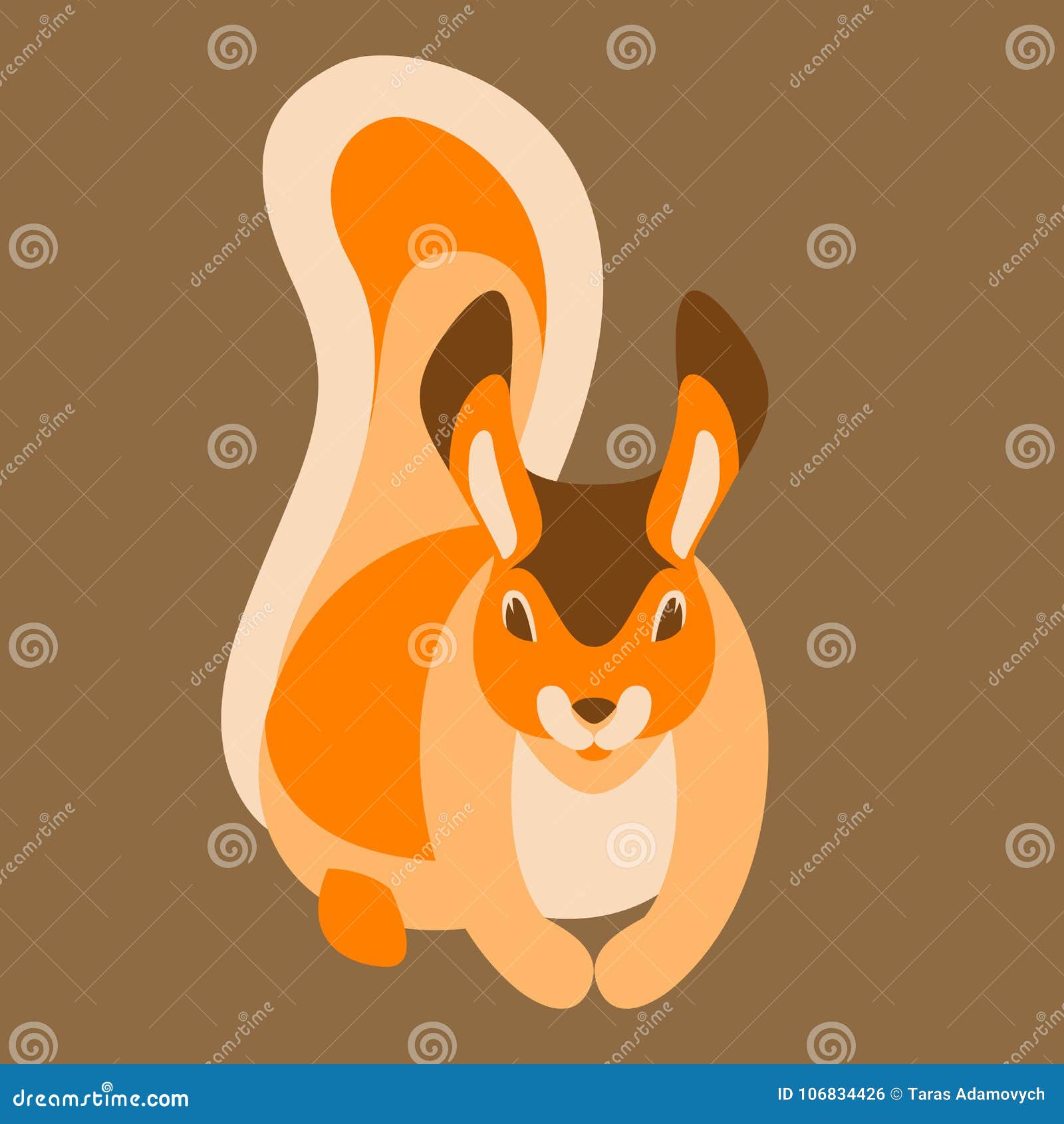 Squirrel Vector Illustration Flat Style Front View Stock Vector ...