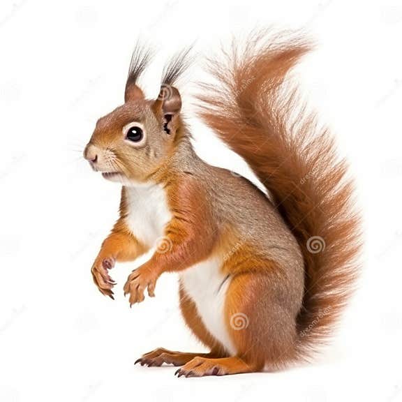 Red Squirrel on White Background Stock Photo - Image of wildlife ...