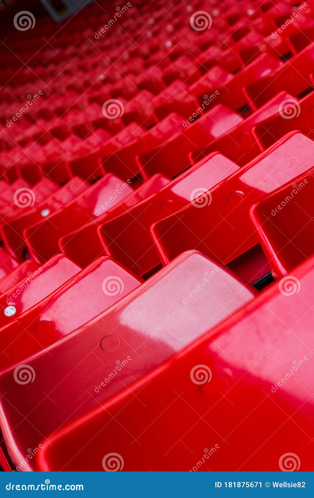 Red stadium seating stock image. Image of empty, alignment - 181875671