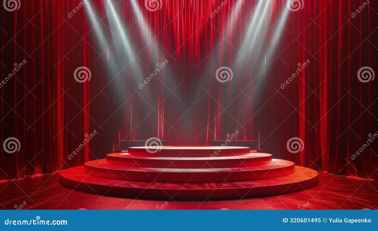 Red Stage with Circular Spotlight and Platform Stock Image - Image of ...