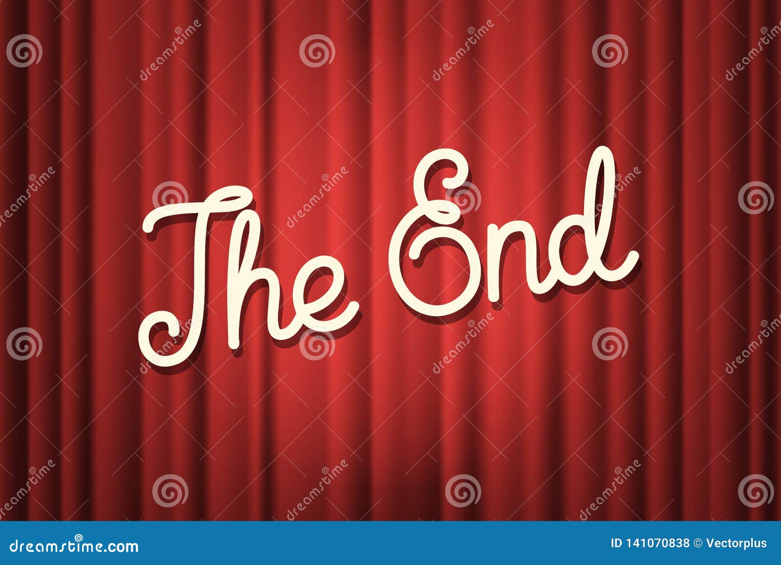 Red Stage Curtain with the End Text with Gradient Mesh, Vector Stock ...