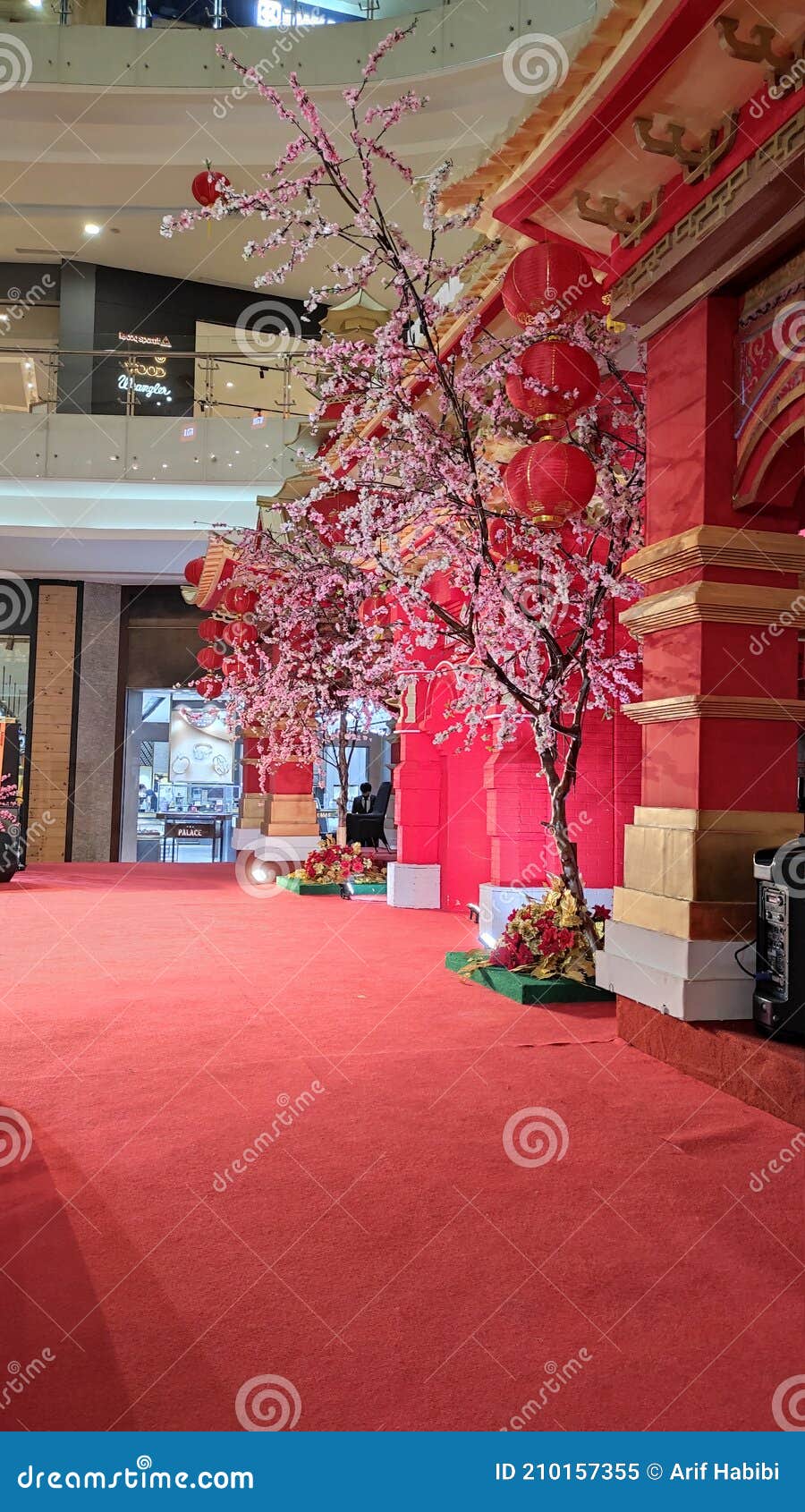 A Red Stage Decoration at Mall with Flower Editorial Image - Image of ...