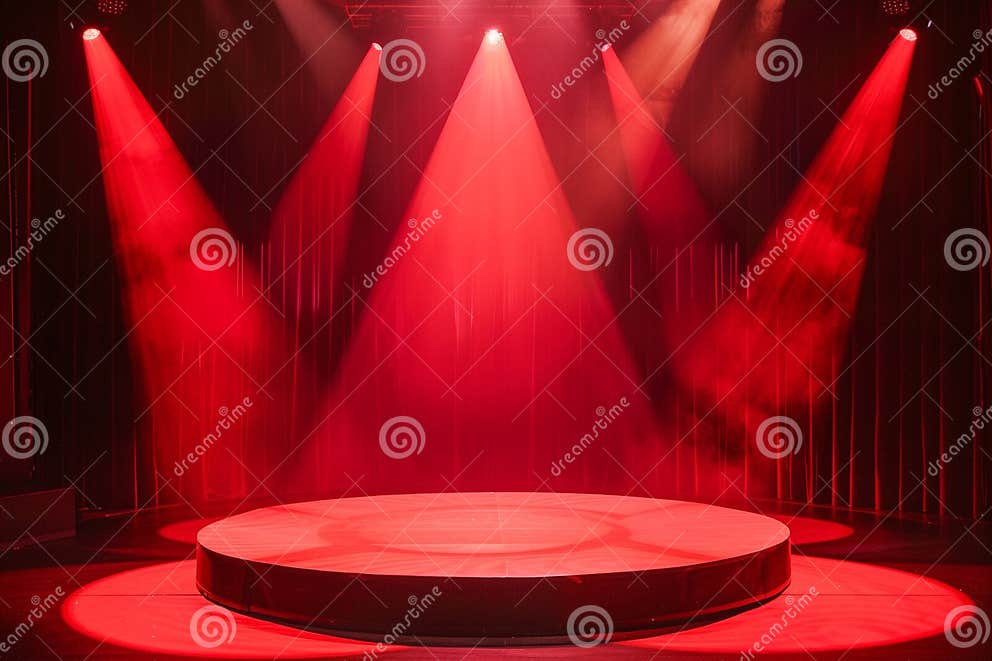 Red Stage Lights with Circular Platform Stock Illustration ...