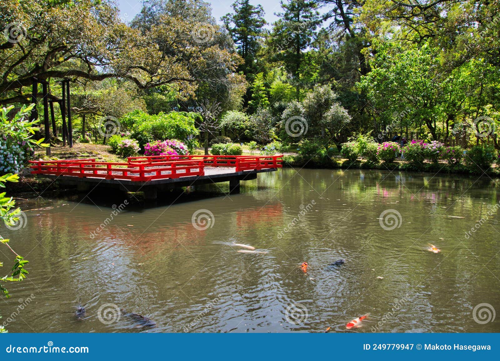 A Red Stage on the Pond. Nara Japan Stock Image - Image of outdoors ...
