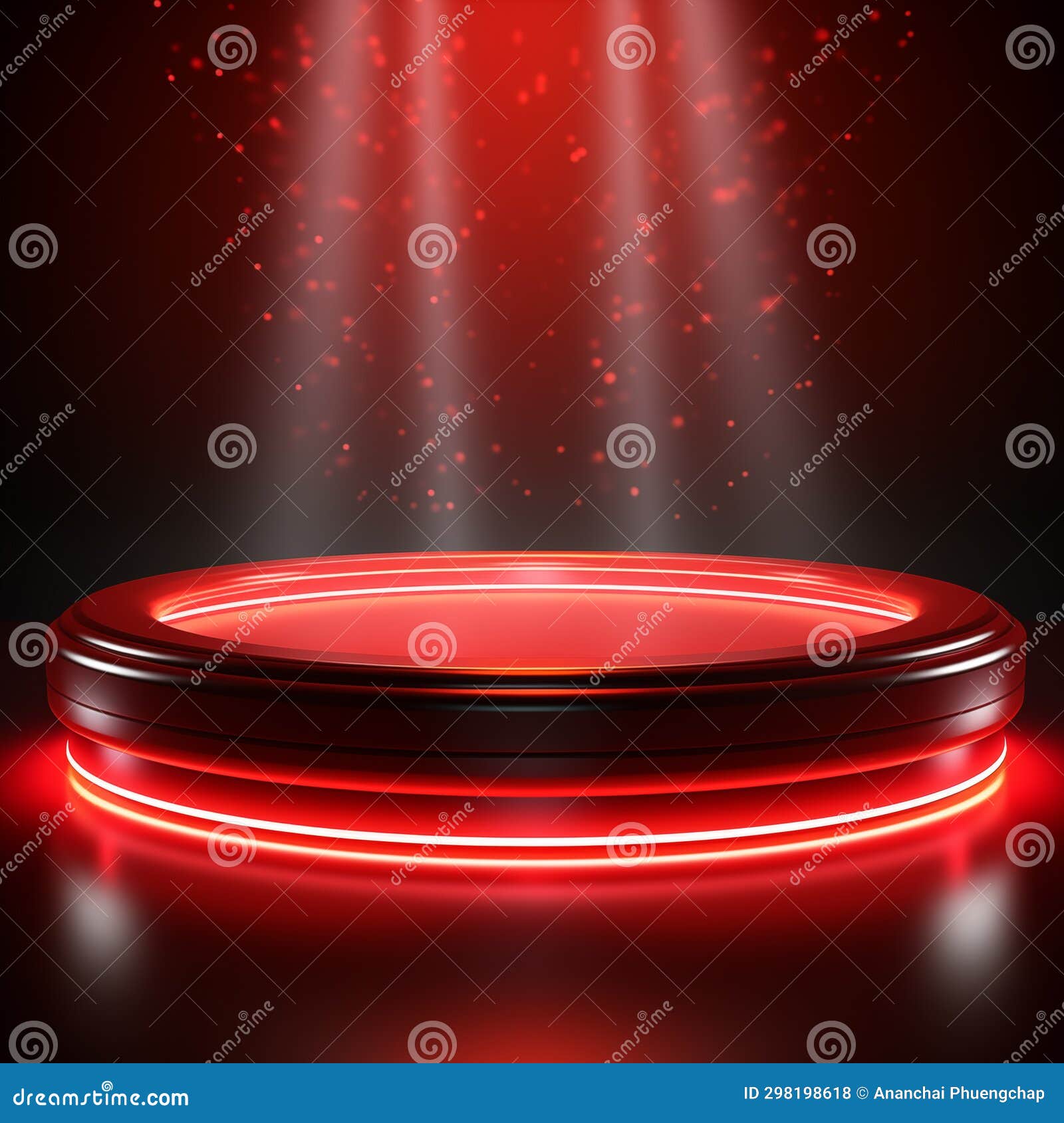 Black Round Stage with Neon Lights on a Black Background,3d Product ...