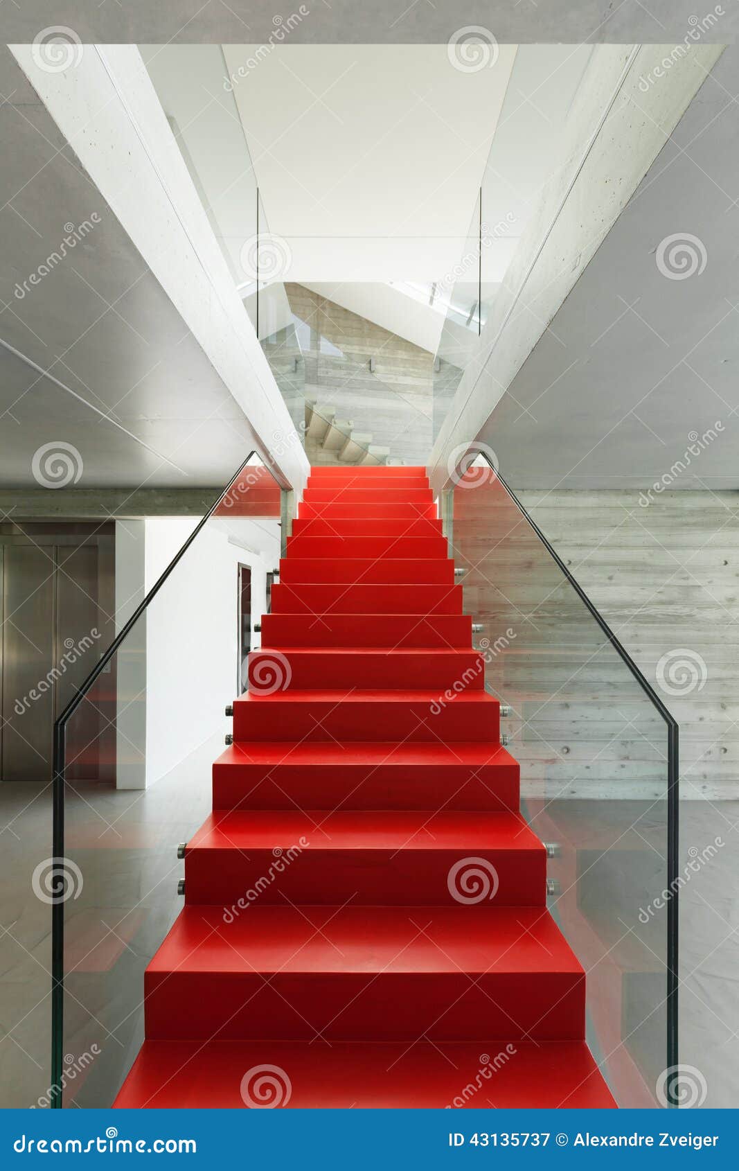 Red staircase stock image. Image of indoor, contemporary - 43135737