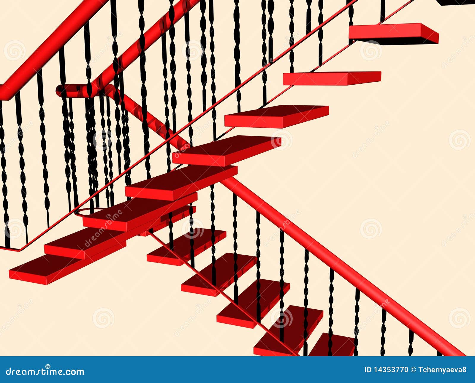 Red stairs stock illustration. Illustration of rendering - 14353770