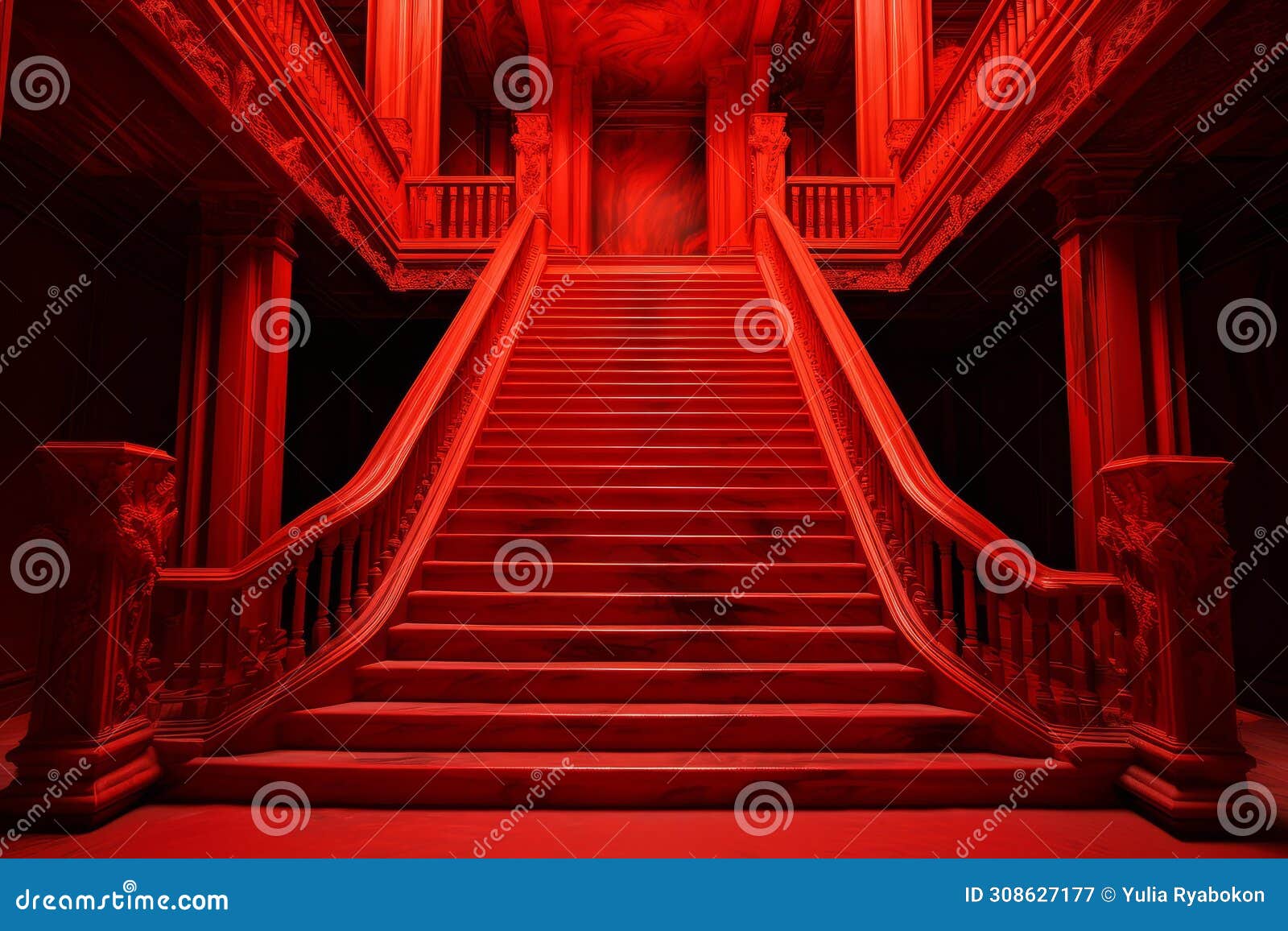 Red Stairs Hell. Generate Ai Stock Illustration - Illustration of blue ...