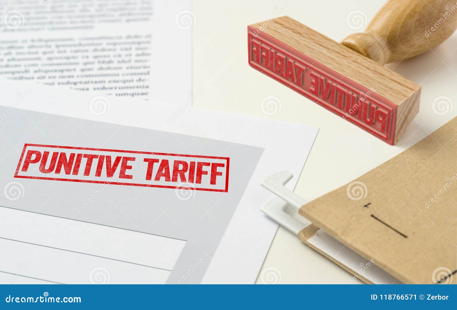 Red Stamp on a Document - Punitive Tariff Stock Image - Image of ...