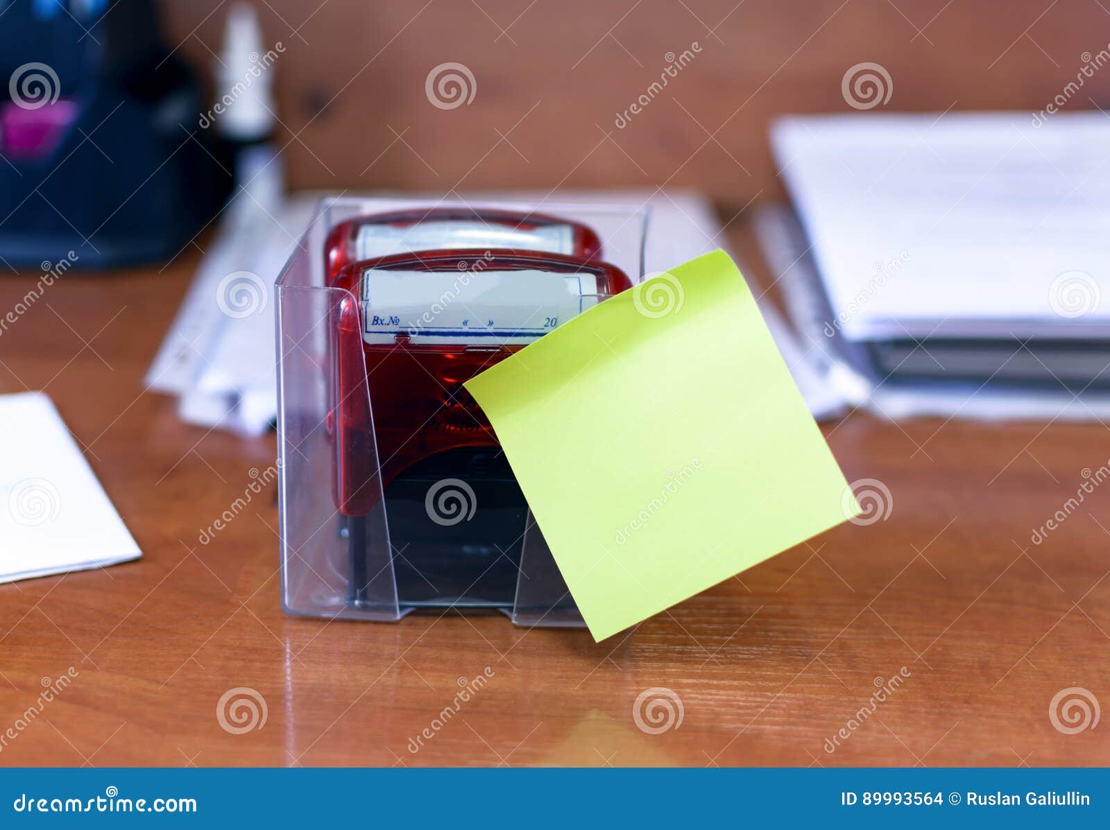 Red Stamp the Document on the Table with a Green Sticker. Office and ...