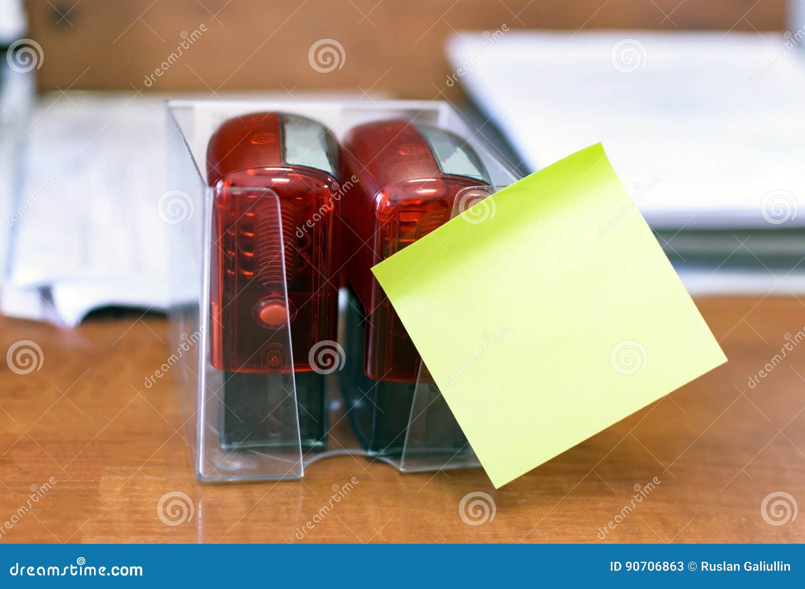 Red Stamp the Document on the Table with a Green Sticker. Office and ...