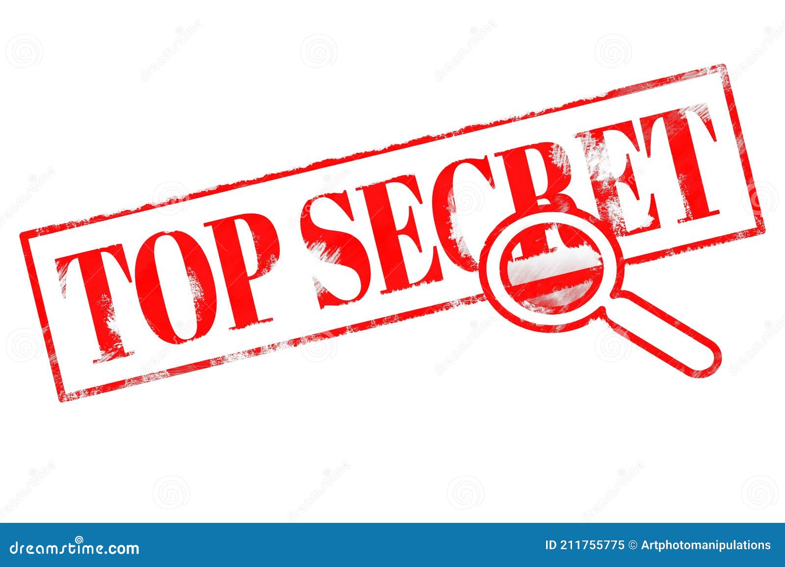Red Stamp with Top Secret Text and Magnifier in Grunge Style Stock ...
