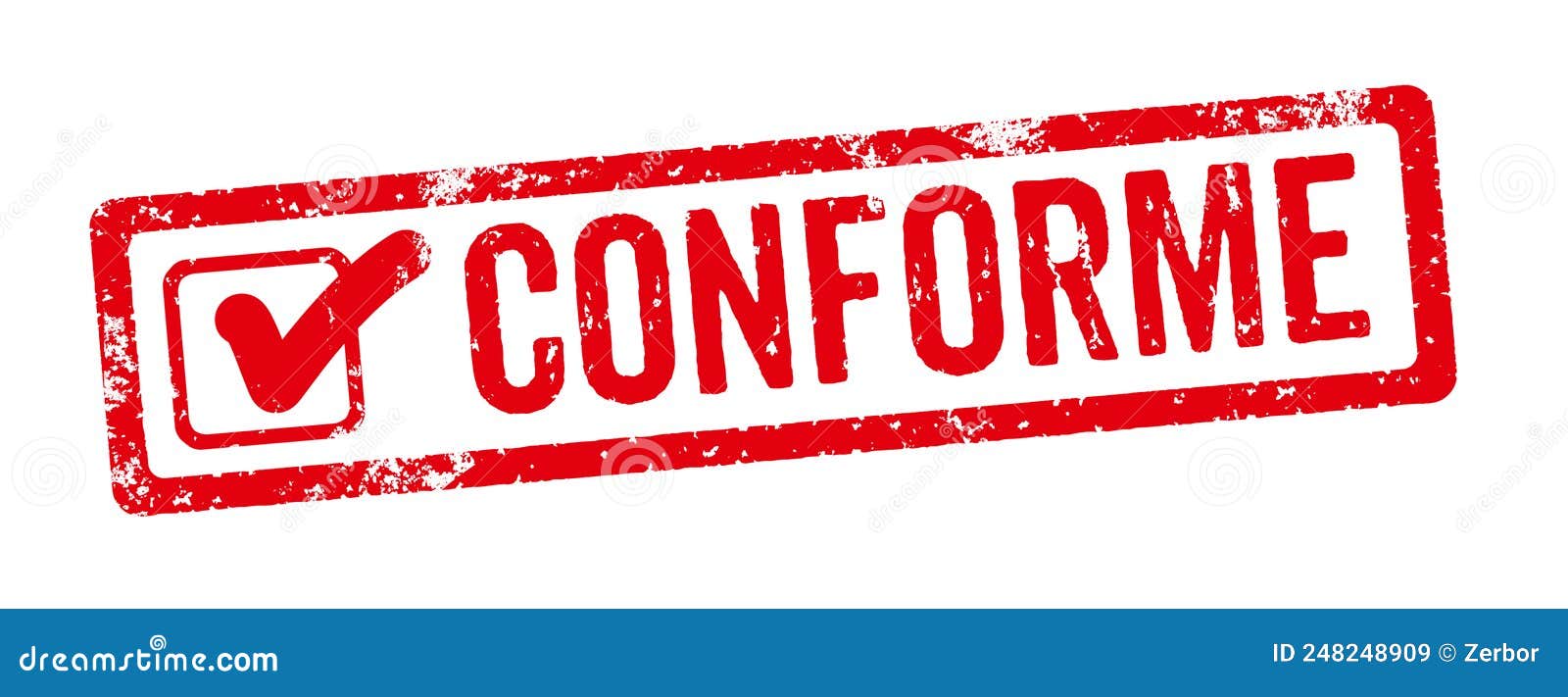 Red Stamp on a White Background - Complient in French - Conforme Stock ...