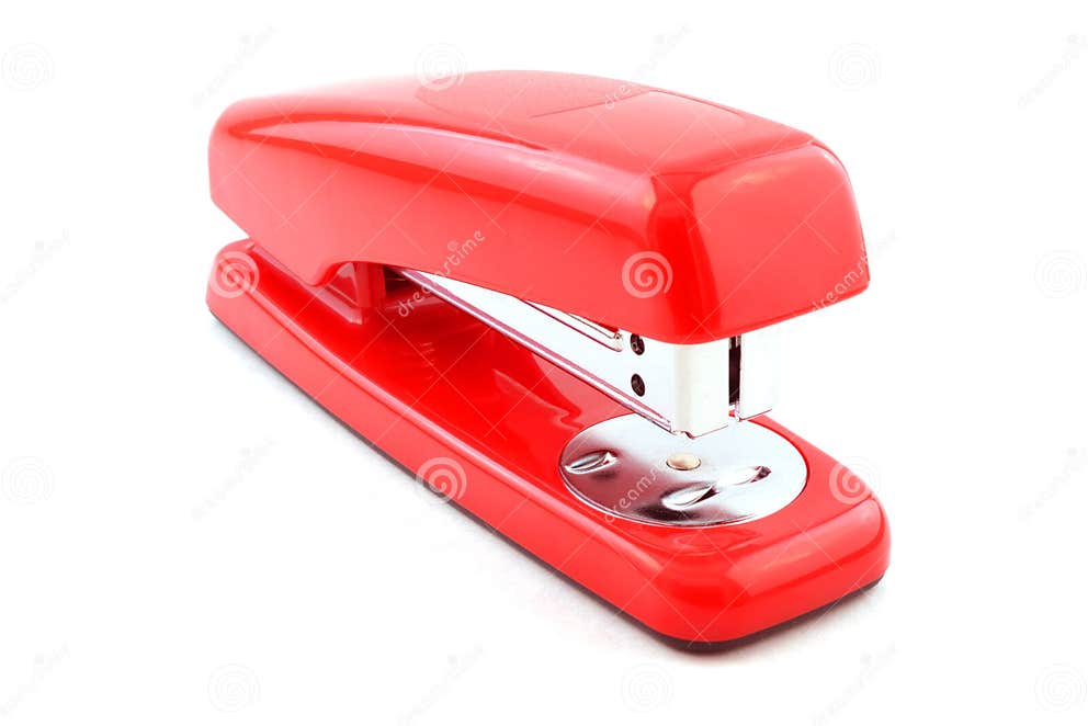 Red stapler isolated stock photo. Image of plastic, stamp - 18438886