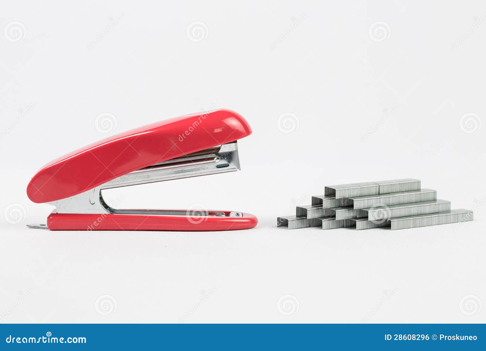 Red Stapler Isolated on White with Mag Stock Photo - Image of hole ...