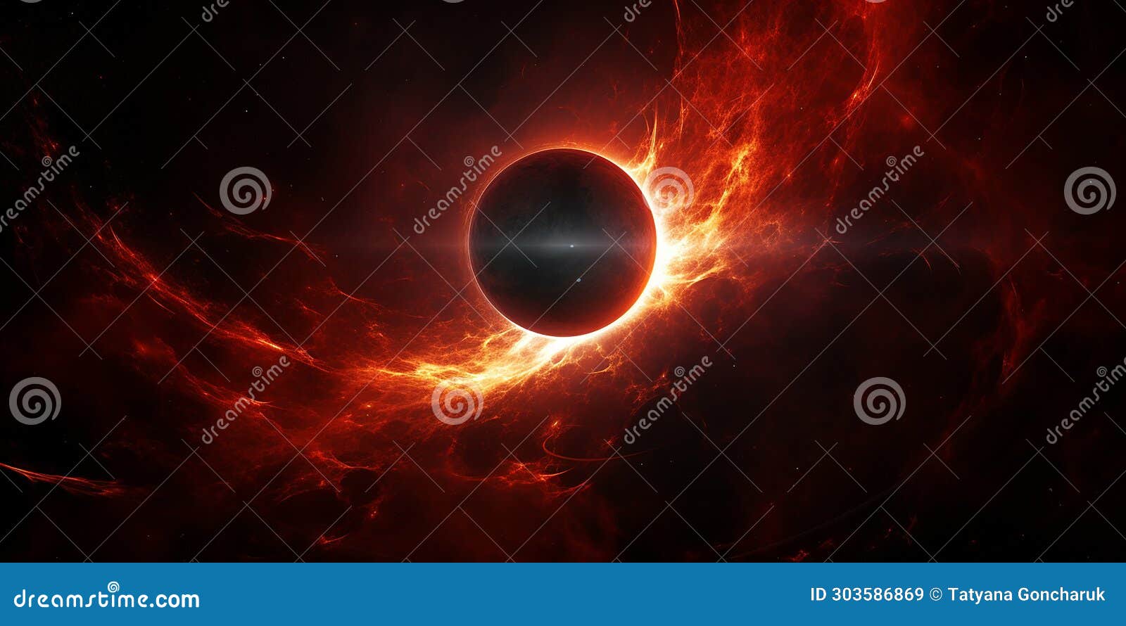 Red Star, Abstract Illustration on the Theme of Space, Solar Eclipse ...