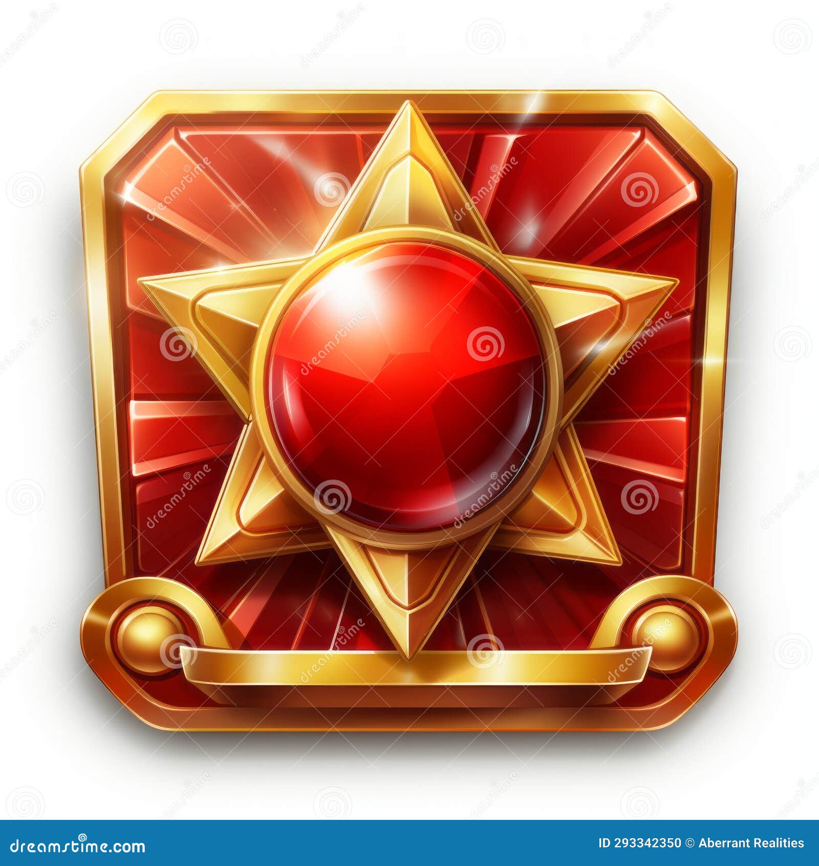 A Red Star Button with a Gold Star on it Stock Illustration ...