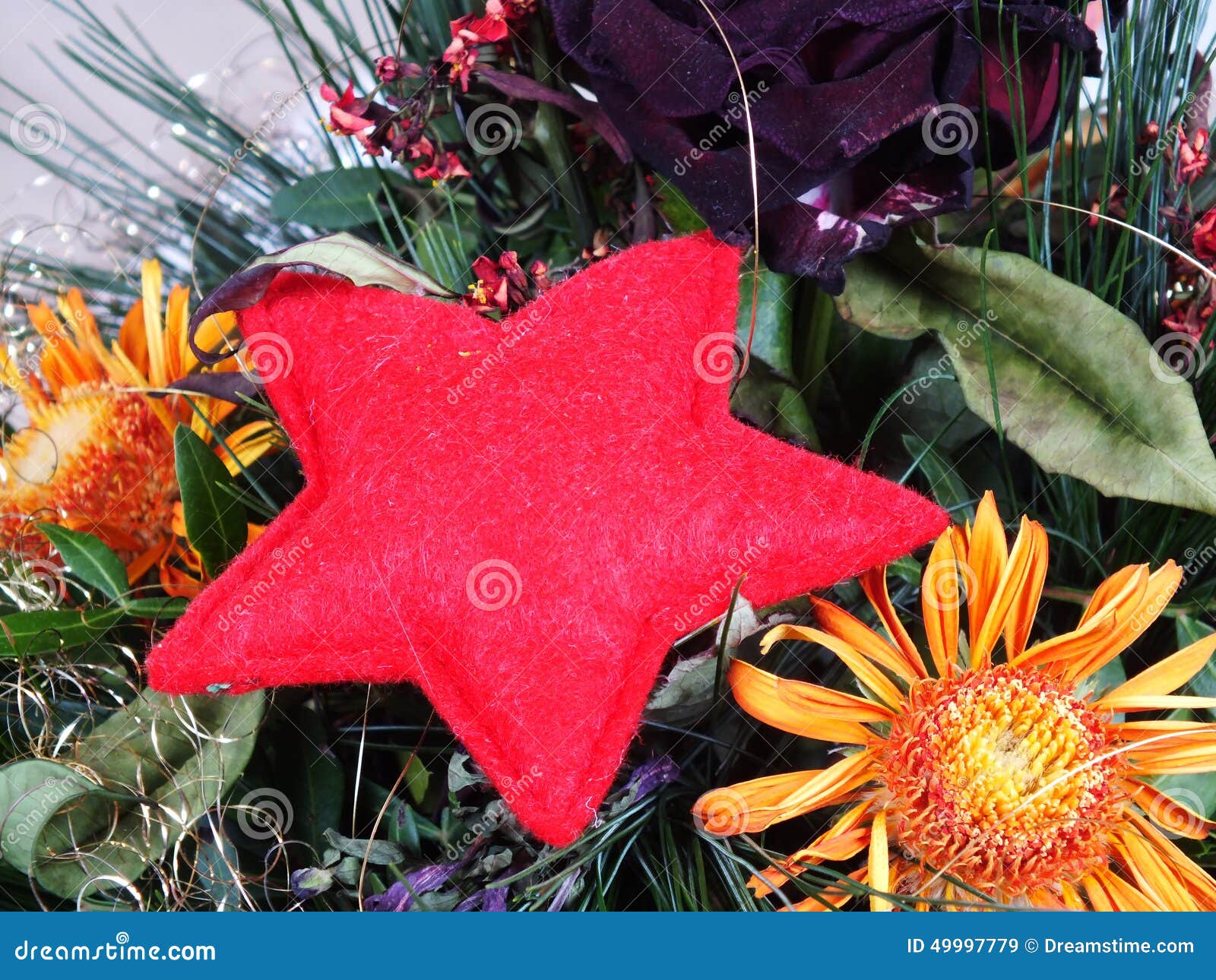 Red Star on a Flower Arrangement Stock Image - Image of flower, yellow ...