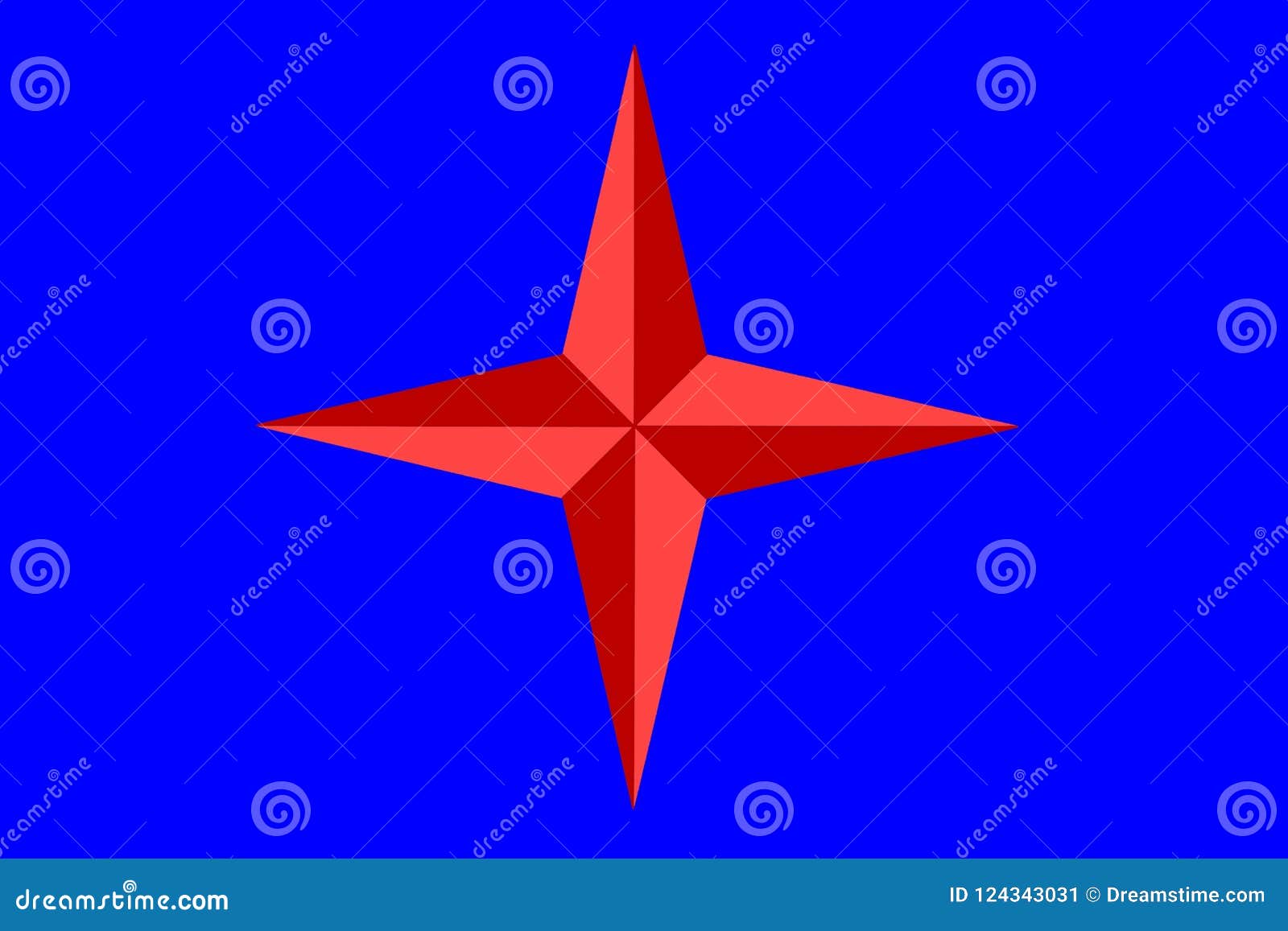Red star with four rays stock image. Image of decor - 124343031