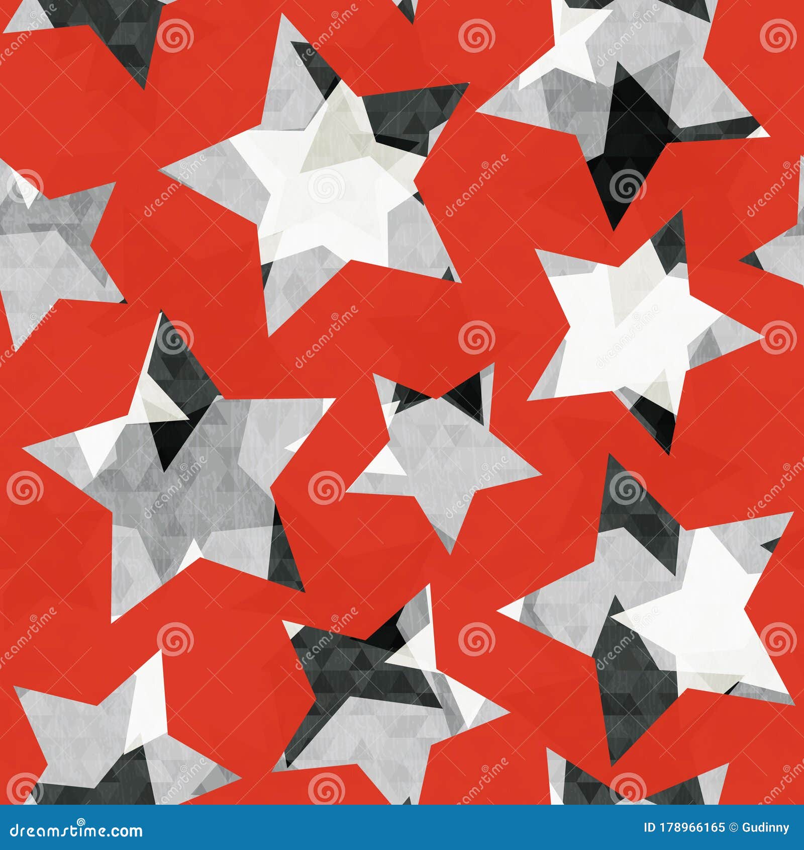 Red Star Geometric Seamless Pattern with Grunge Effect Stock Vector ...
