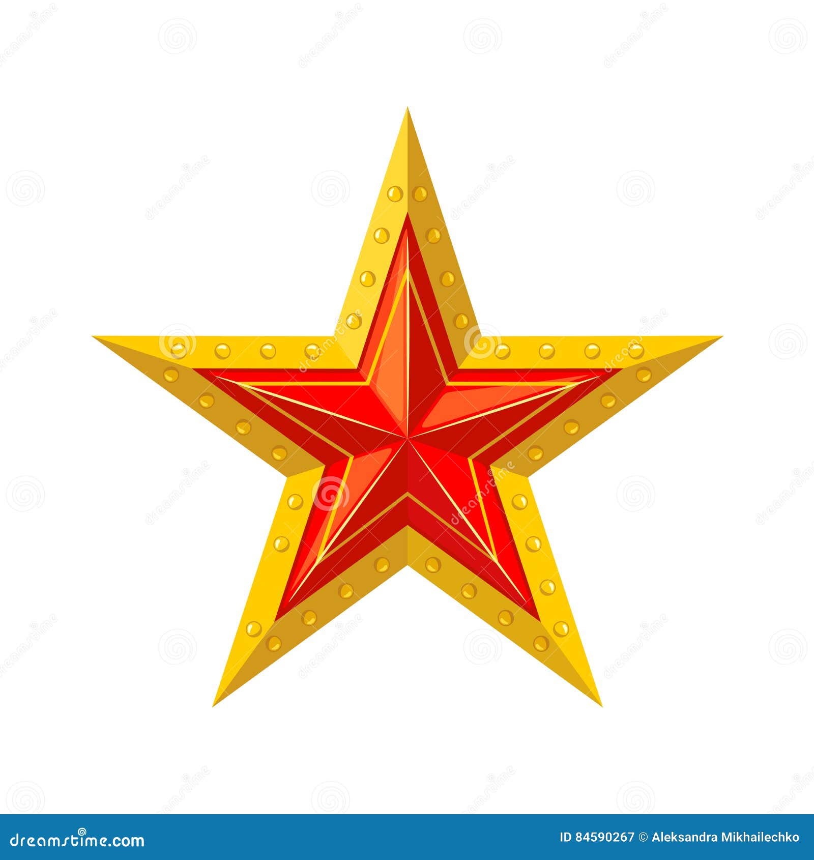 Red Star with Gold Edging Icon. Stock Vector - Illustration of light ...