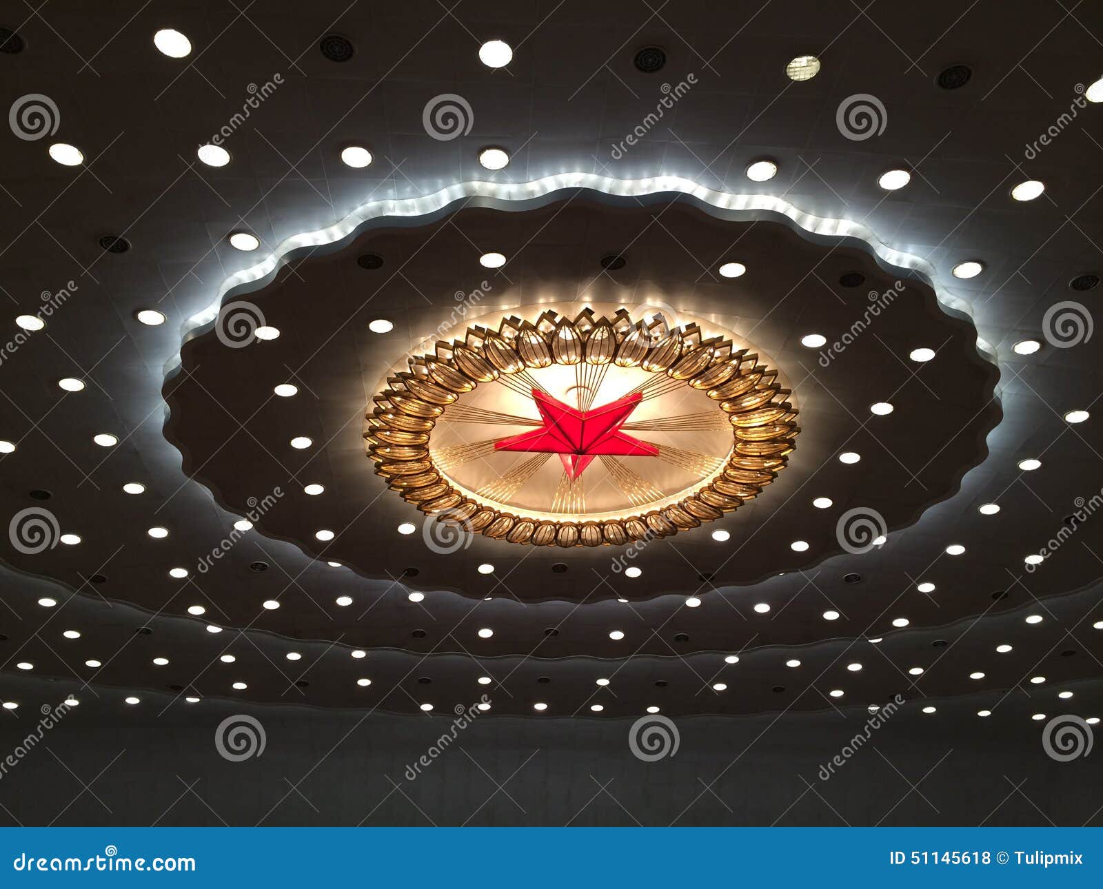 Red Star and Lighting on the Ceiling of the Great Hall of People in ...