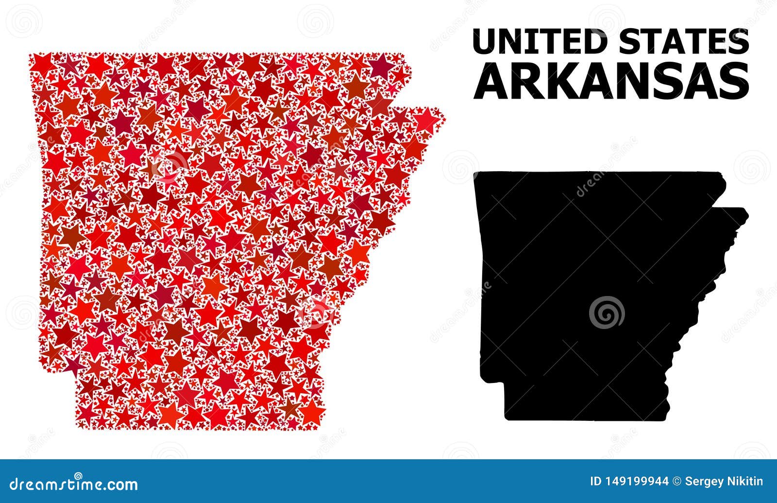 Red Star Mosaic Map of Arkansas State Stock Photo - Image of ...